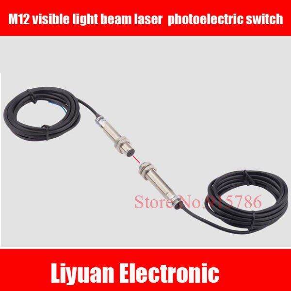 1 pair M12 visible light beam laser photoelectric switch / 6-36V laser ...
