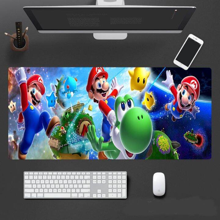 Large 70x30cm Mario Mouse pad Cartoon Natural Rubber Lockedge Edge ...