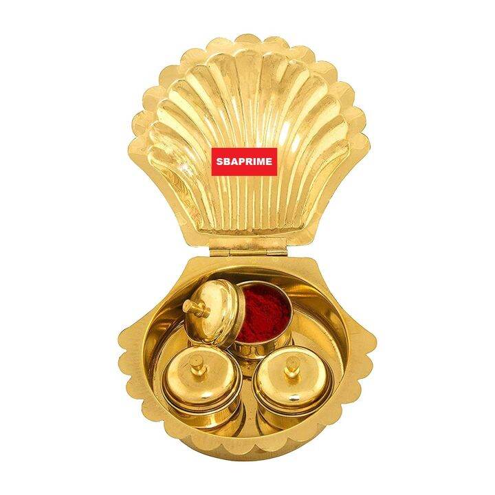 Brass Shell Shape Kori Karanda Haldi Kumkum Box | Lazada