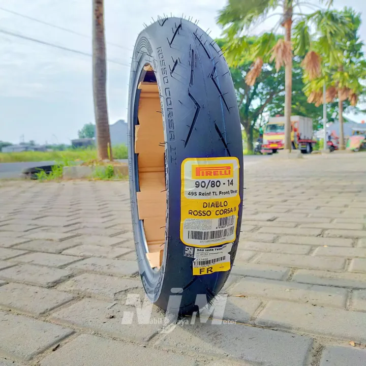 BAN PIRELLI DIABLO ROSSO CORSA 2 II UKURAN 90/80 RING 14 SOFT COUMPOND UNTUK MOTOR MATIC BEAT ...