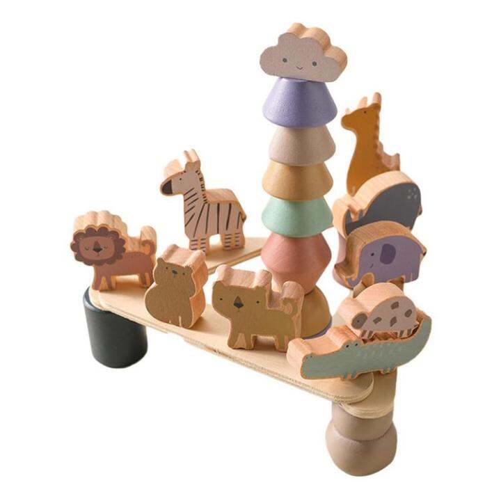 Wooden Stacking Animals Educational Balancing Wooden Animals Stacker ...