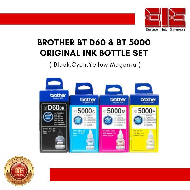 Brother BT D60 & BT 5000 Original Ink Bottle Set ( Black,Cyan,Yellow ...
