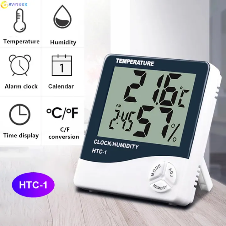 Indoor Thermometer Hygrometer Htc 1 Lcd Electronic Digital Temperature Humidity Meter Alarm