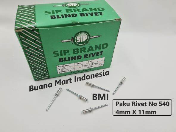 Paku Rivet SIP SP 540 (4mm x 11mm) | Paku Tembak | Blind Rivet | Lazada ...