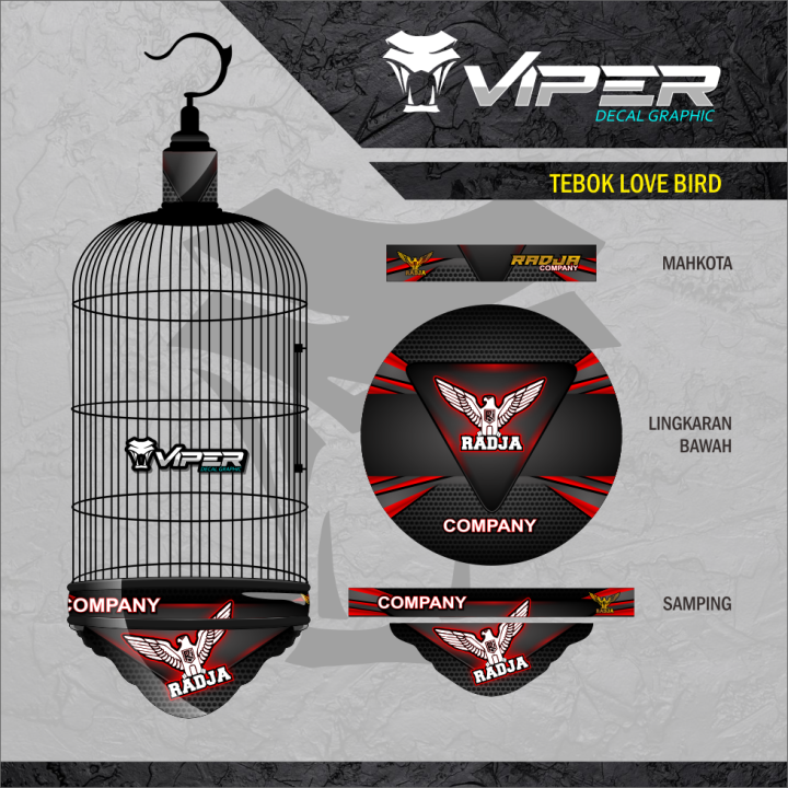 Stiker Sangkar Lovebird motif RAJA COMPANY Decal Tebok Sangkar Burung ...