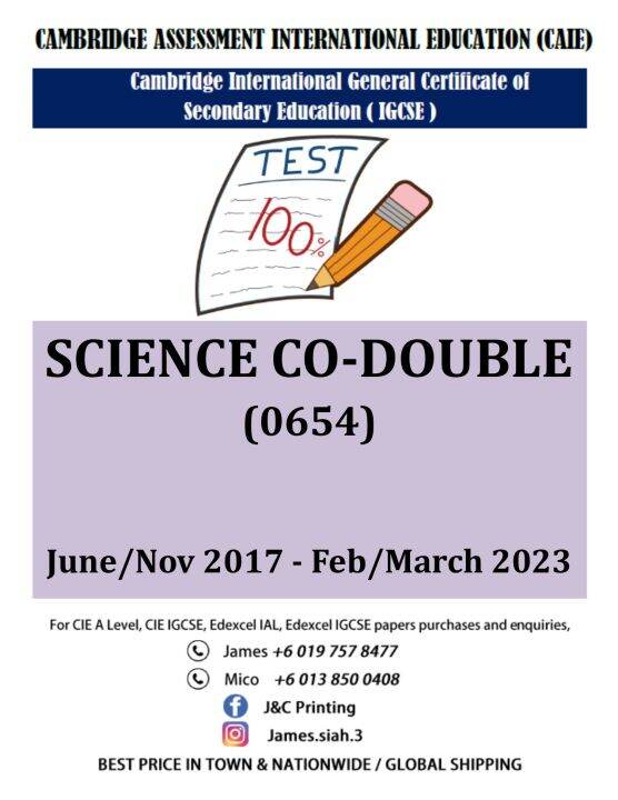 Cambridge Igcse Science Co Double 0654 Paper 1 2 3 4 5 6 Past Year