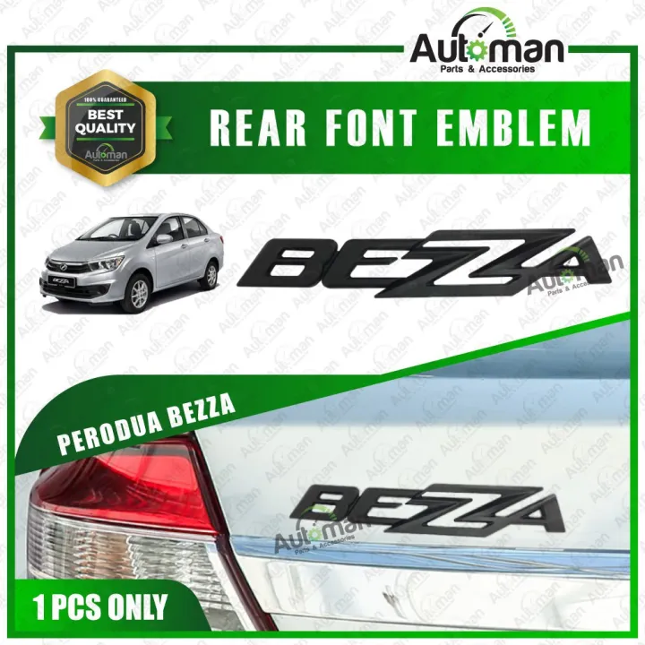 Perodua Bezza Car Logo Matt Black Rear Font Emblem 1Pcs | Lazada