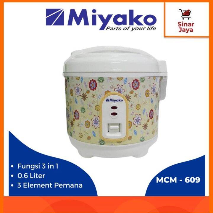 MIYAKO MCM-609 Rice Cooker / Magic Com 0.63 Liter (3in1) | Lazada Indonesia
