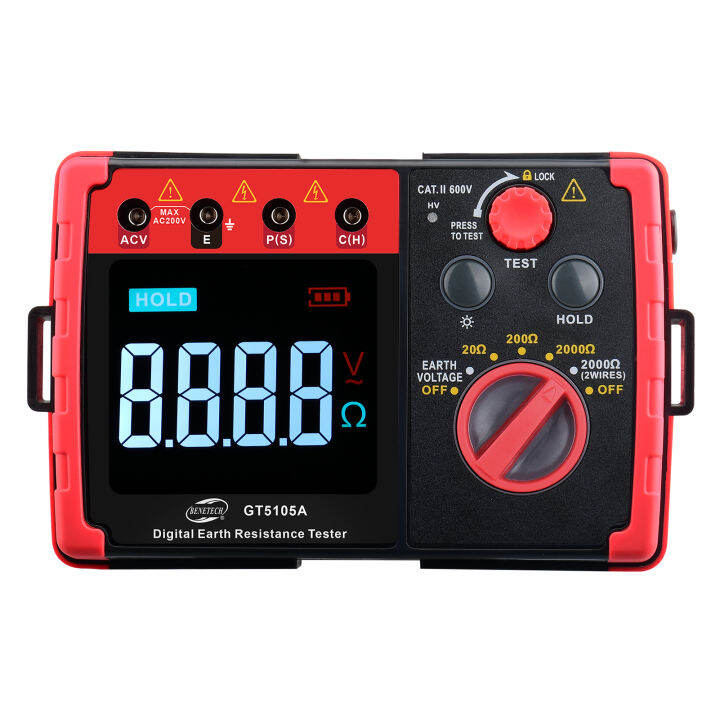 BENETECH GT5105A Digital Earth Resistance Tester 2000Ω Megohm Meter ...