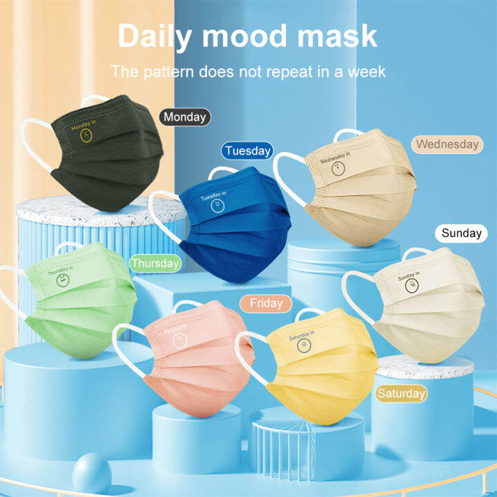 Hourser 50Pcs creative Daily Mood mask cute adult 3 Layer Prevention ...