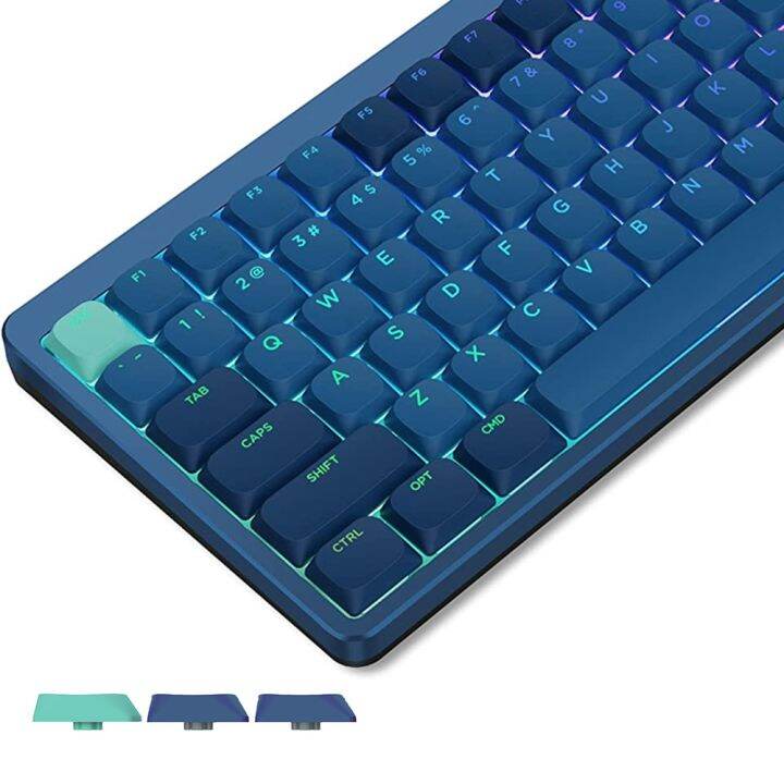 144 Key Blue Low Profile PBT Keycaps Backlit Shine Through Slim Double ...