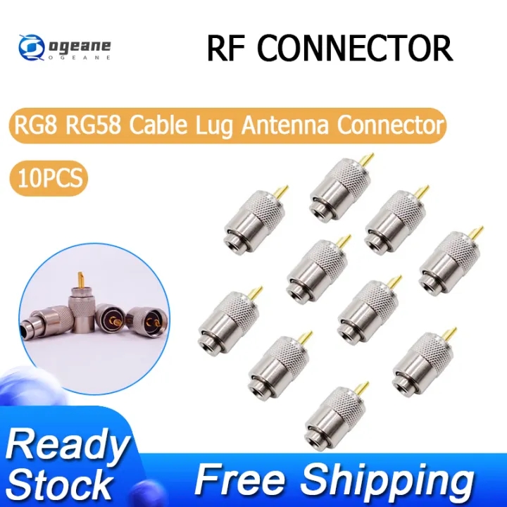 10PCS RF Connector UHF Male Connector RG8 RG58 Cable Lug Antenna ...