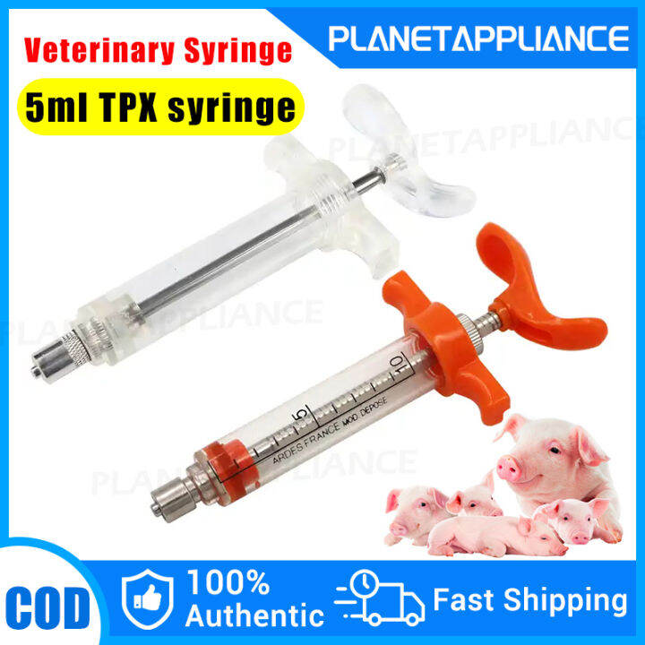 5ml Stainless steel TPX Injection syringe Veterinary fiber flass ...