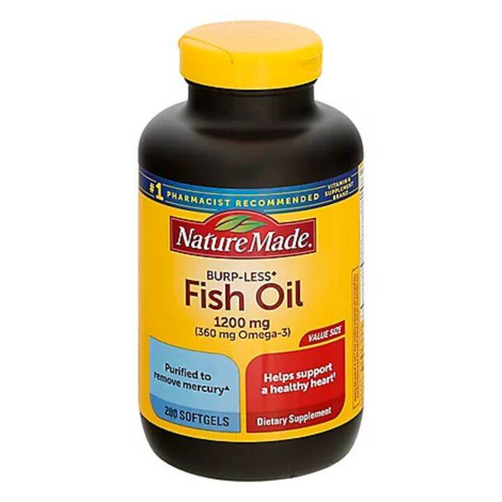 Nature Made Fish Oil Burp-Less 1200mg 360mg omega-3 (250 softgels) | Lazada PH