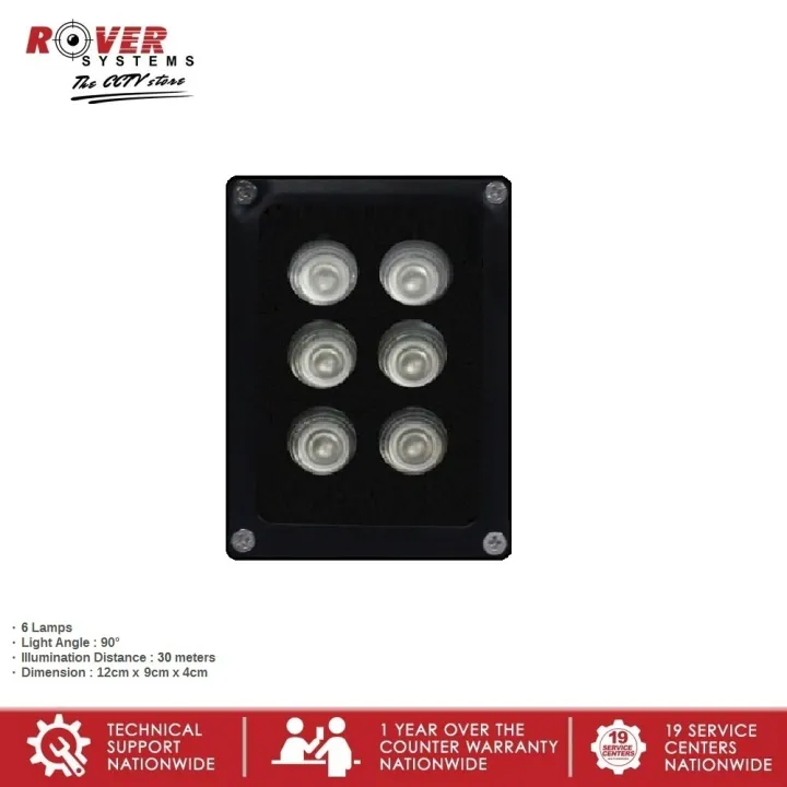 Rover Systems 6 Lamps IR Light 30 meters range CCTV Illuminator | Lazada PH