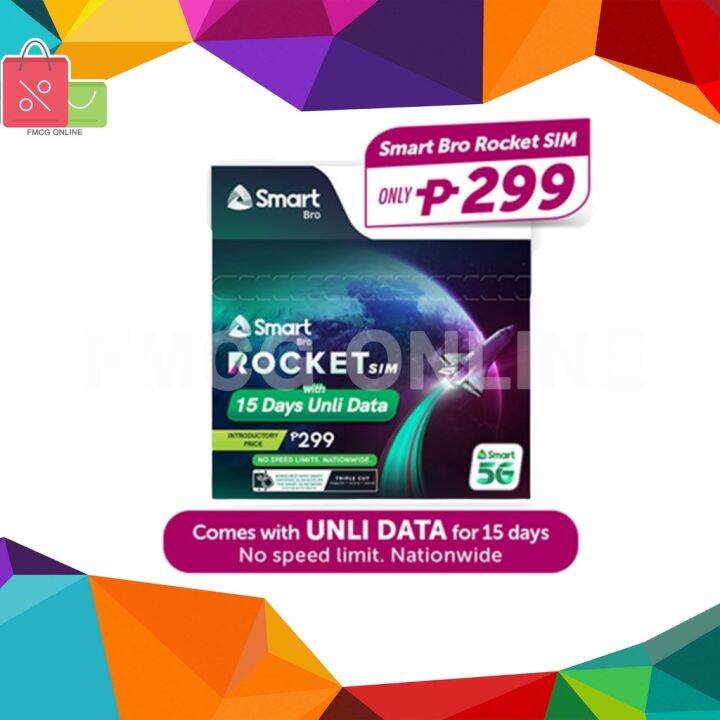 Smart Bro Rocket Sim 299 with UNLI DATA for 15 days | Lazada PH