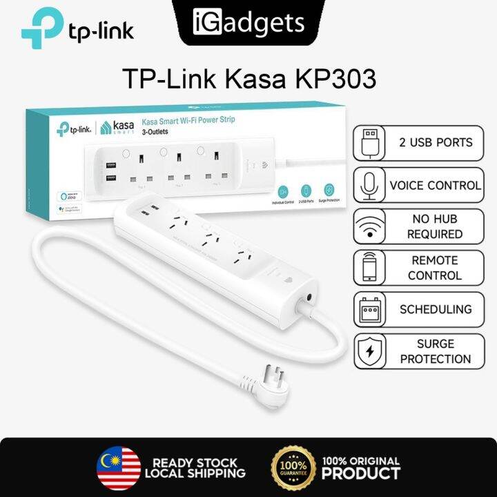 TP-Link Kasa KP303 3 Outlets Wifi Smart Strip Power Extension Plug ...