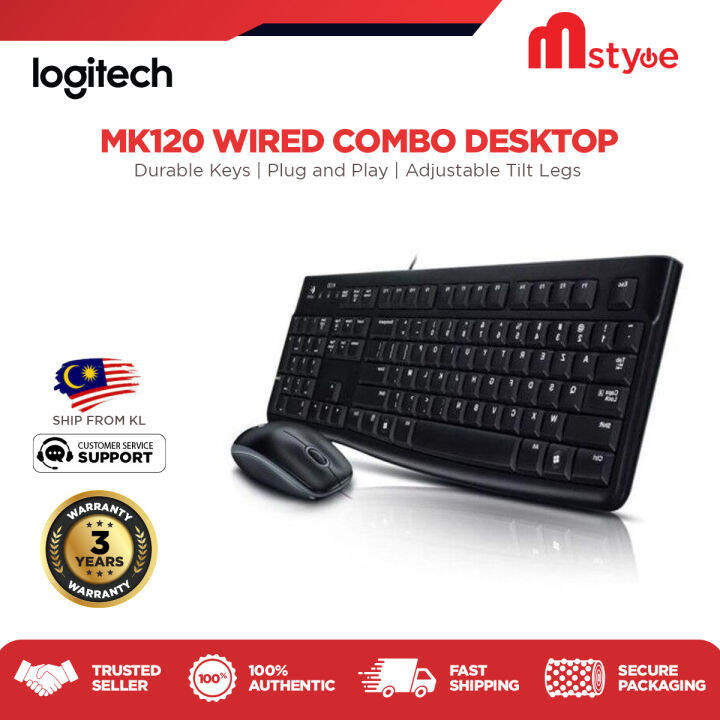 Logitech Mk120 Usb Keyboard And Mouse Combo With Quiet Typing Durable