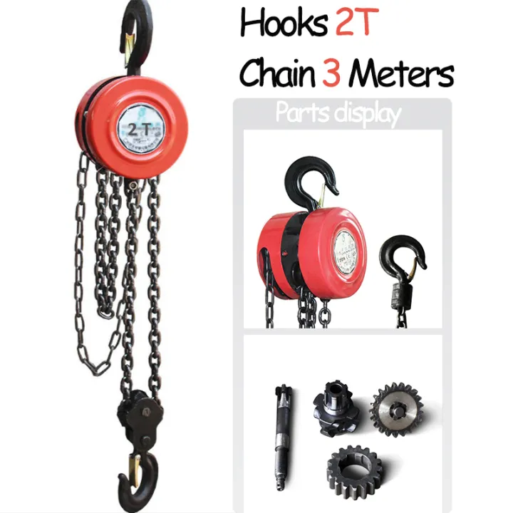 Crane hoist 2T Chain Block with 3m chains Manual Heavy duty lifting ...