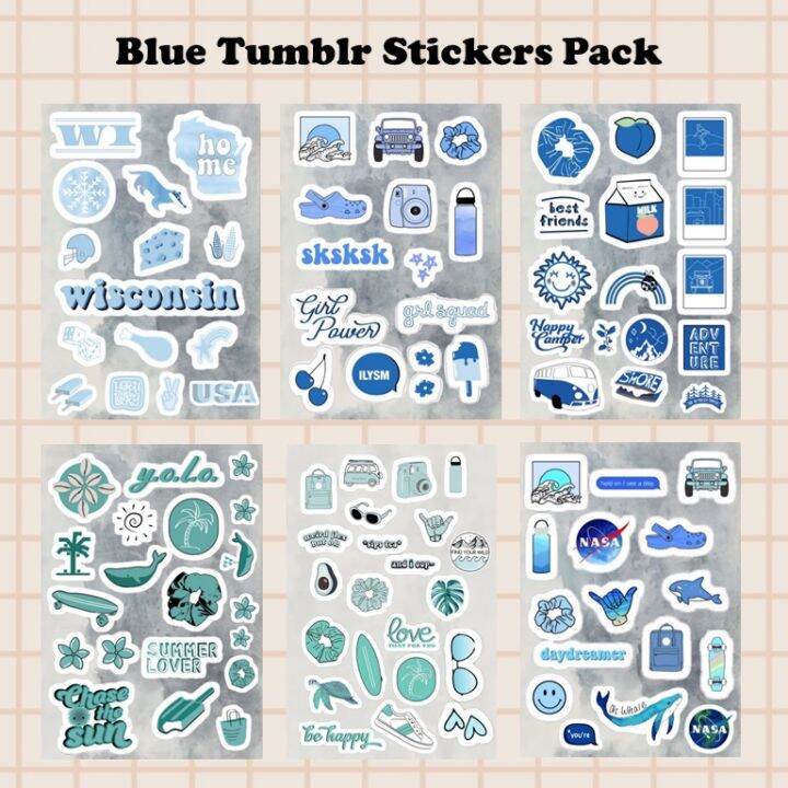 Blue Tumblr Stickers / stiker tumblr biru/ stiker aesthetic/ stiker ...