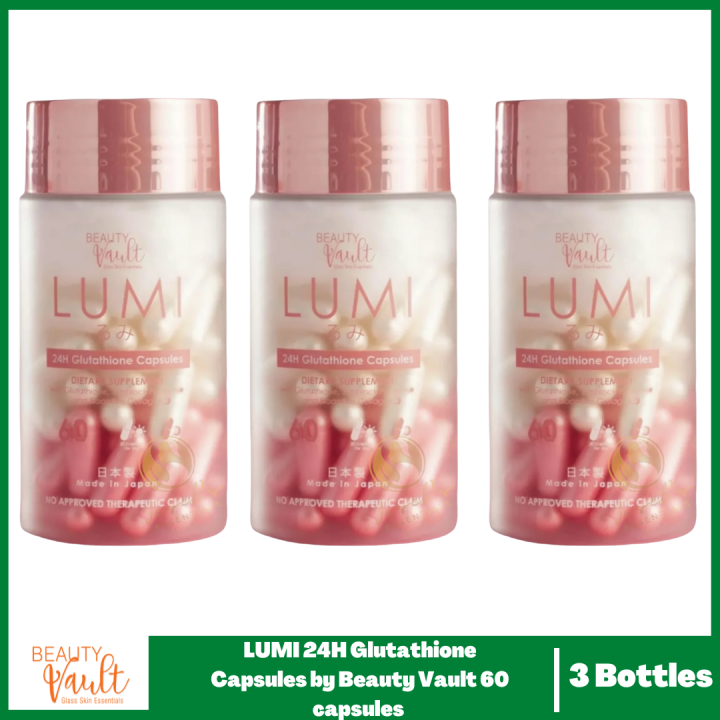 LUMI 24H Glutathione Capsules by Beauty Vault 60 capsules ( 3 Bottles ) | Lazada PH
