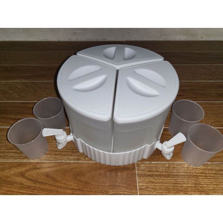 ⊕ ♀ rotary 3 in 1 turntable drinks dispenser 4 glasses / 5.2 Liter ...