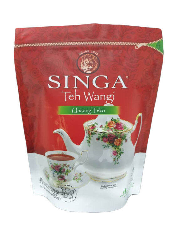 SINGA Uncang Teko Teh Wangi/ Rose Tea Potbag form, 80gm (2gm x 40's ...