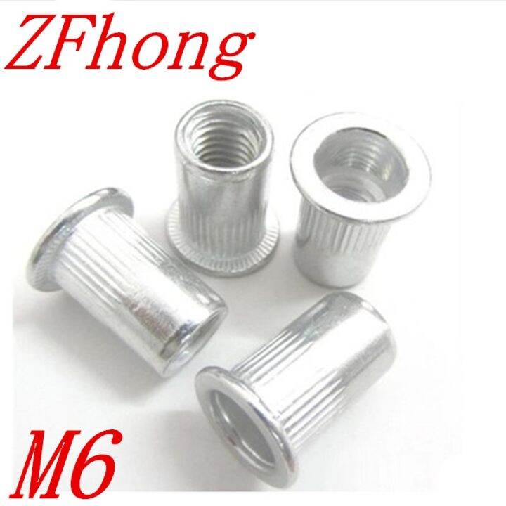 1000Pcs M6 6mm Aluminum Alloy Rivnut Flat Head Threaded Rivet Insert ...