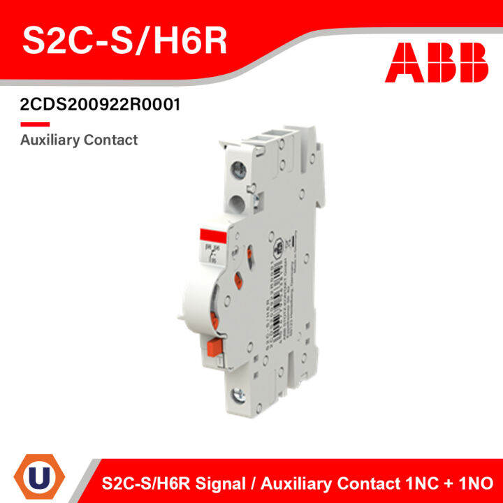 ABB S2C-S/H6R Signal / Auxiliary Contact 1NC + 1NO, 2 Contact, Side Mount, 1.5 A DC, 6 A AC I ...