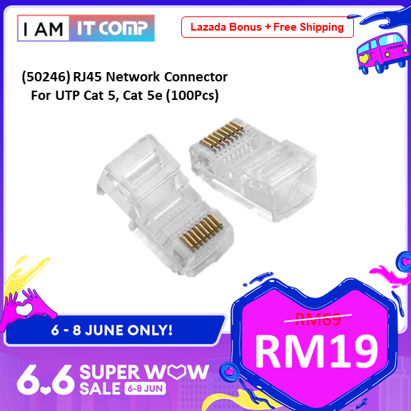 UGREEN RJ45 Network Connector For UTP Cat 5, Cat 5e (100Pcs) / Gold ...