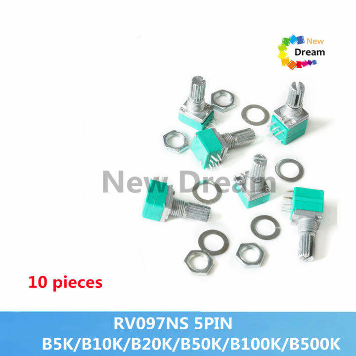10Pcs RV097NS 5Pins B5K/B10K/B20K/B50K/B100K/B500K เดี่ยว Potentiometer ...