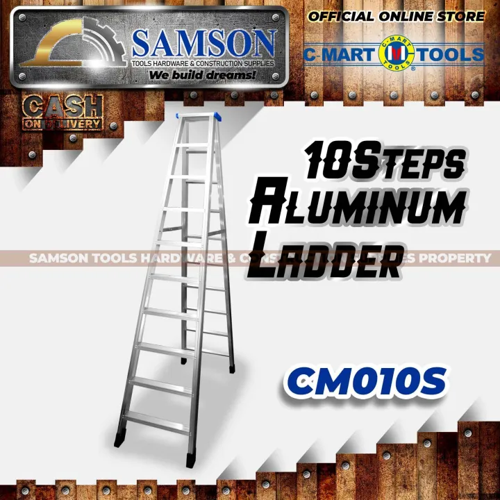C-MART TOOLS 10-Steps Aluminum Ladder (CM010S) *SAMSON TOOLS* | Lazada PH