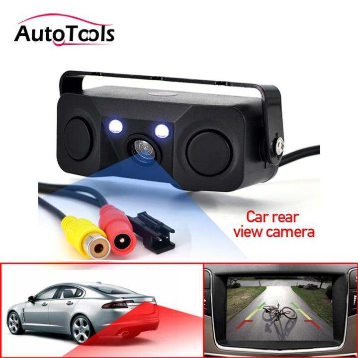 3 in 1 Car Parking sensor Rear View Camera with 2 Sensors Indicator ...