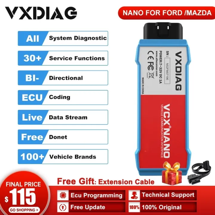 VXDIAG VCX นาโนสำหรับฟอร์ด/มาสด้า IDS OBD2รถยนต์เครื่องมือวิเคราะห์ ECU ...
