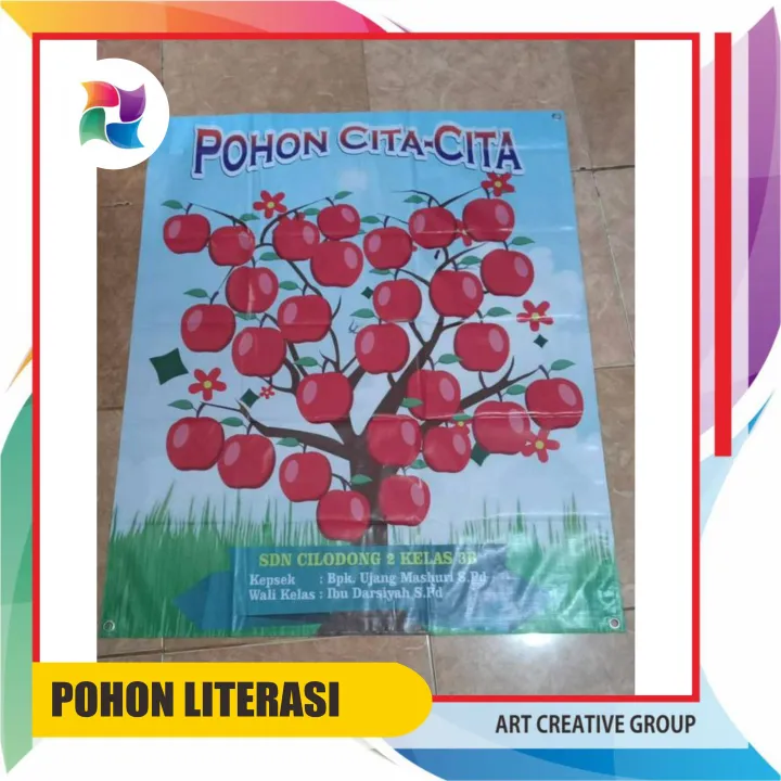 Ukuran 75X100 Cm, Spanduk Banner Pohon Literasi untuk anak anak ...