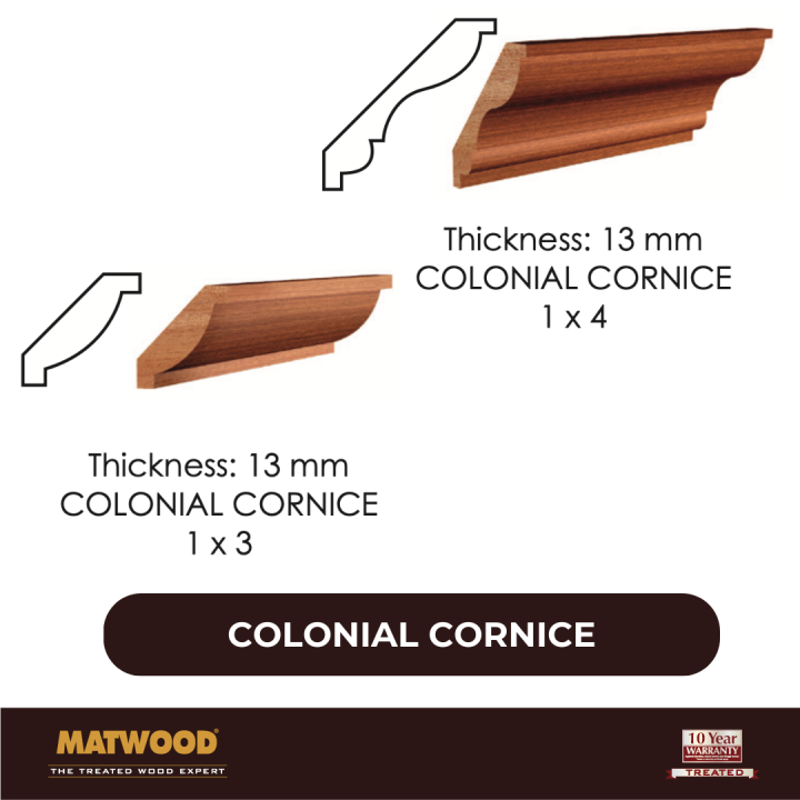 Matimco Matwood Solid Moulding COLONIAL CORNICE 8 Feet | Lazada PH
