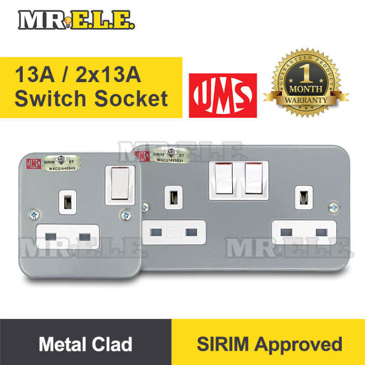 [SIRIM] UMS 13A / 2x13A Metal Clab Switch Socket Outlet | Lazada