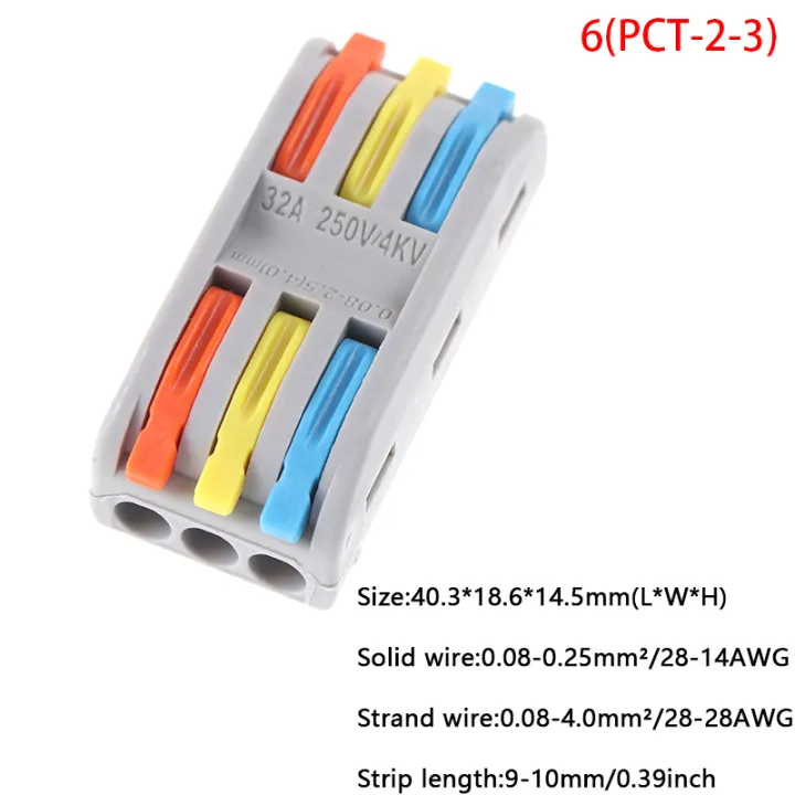 Sissi 5PCS Wire Connectors PCT-222 Terminal Block Conductor SPL-2/3 ...