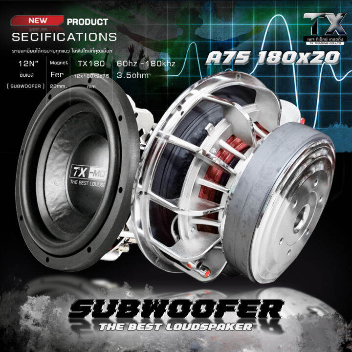 TX-MOTOR ซับเบส12นิ้ว แรงที่สุดในไทย 12/180/2/75A (1คู่ )Subwoofer 12 ...