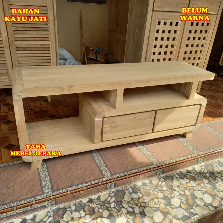 Meja TV Minimalis Kayu Jati Rak TV Retro Jati | Lazada Indonesia