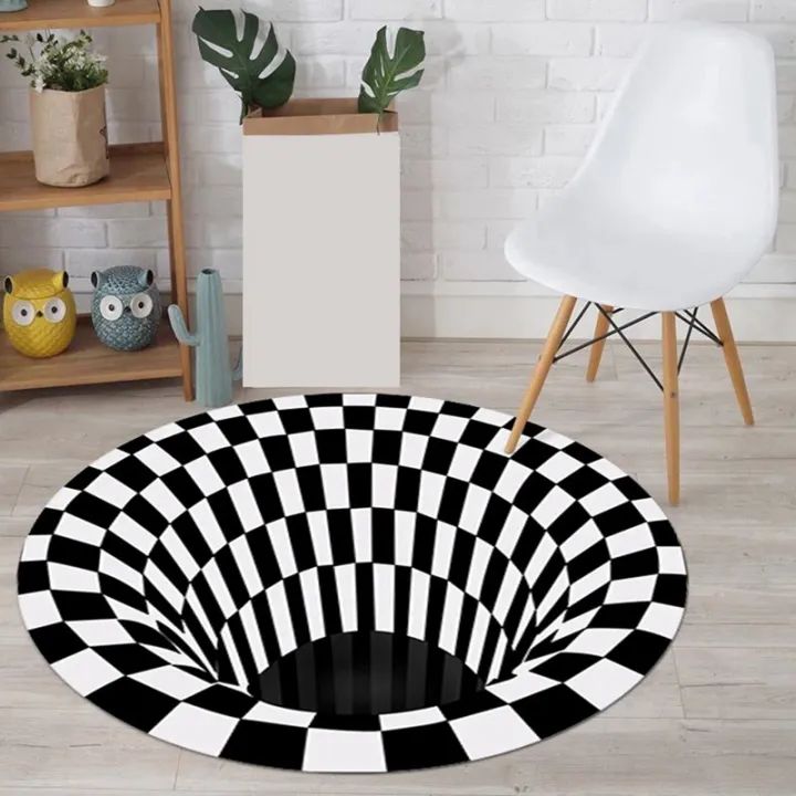 Vortex Illusion Rug 3D Trap Effect Bottomless Hole Carpet Round Black ...