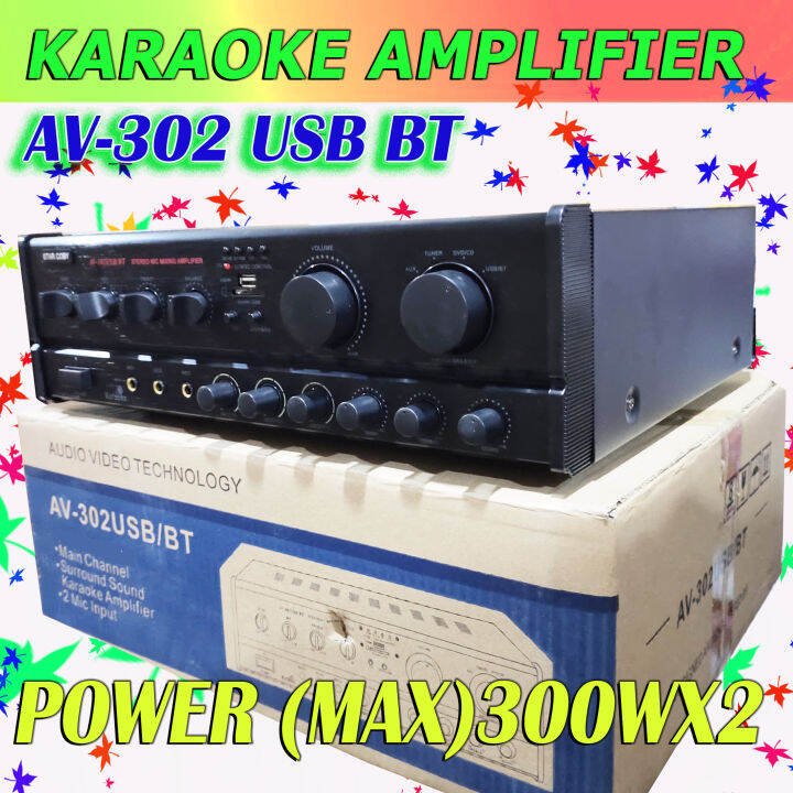 AV-302 USB/BT 300W X 2 Amplifier Professional Microphone Mixing ...