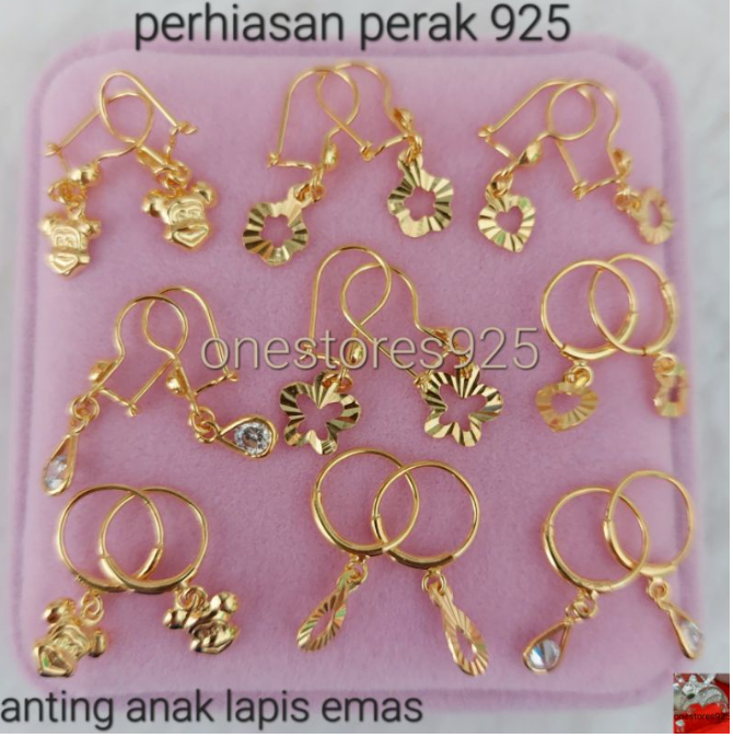 ADA SURAT DAN BISA JUAL LAGI ANTING ANAK DAN DEWASA PERAK 925 LAPIS EMAS KUNING GOLD SILVER ASLI ...
