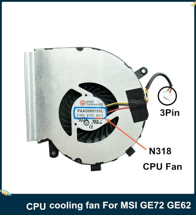LSC Original CPU Cooler Fan For MSI GE72 GE62 PE60 PE70 GL62 GL72 Replace PC Cooling Fan N318 ...