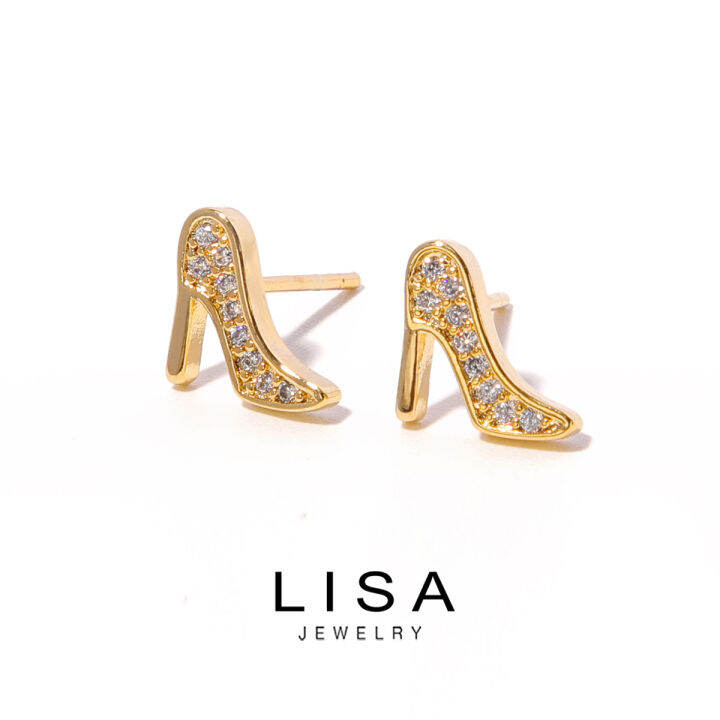 Lisa Jewelry 18K Women's Gold Earrings Personalized High Heels Shape ...