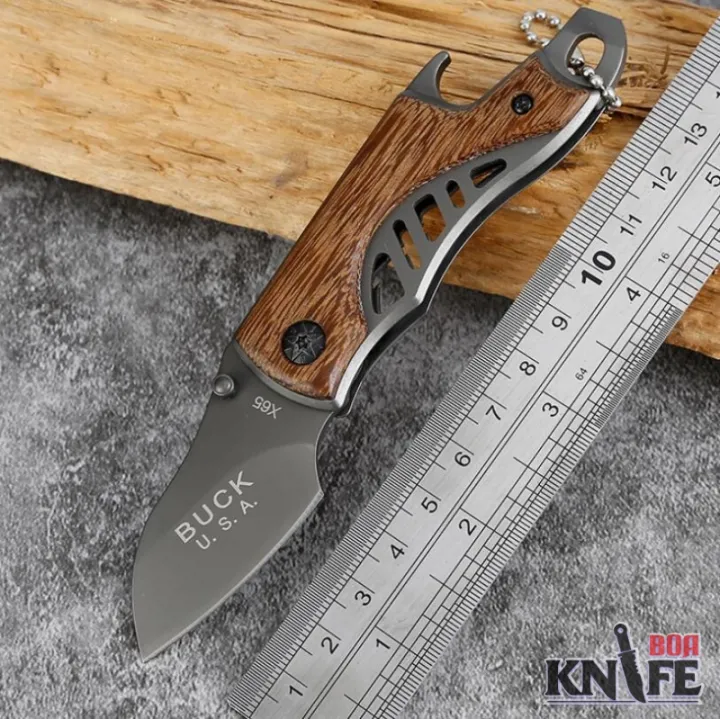 มีดพับ Buck KNIVES X65 ขนาด 14.2cm ไม้แท้ สแตนเลส มีระบบดีดใบมีด มีด ...
