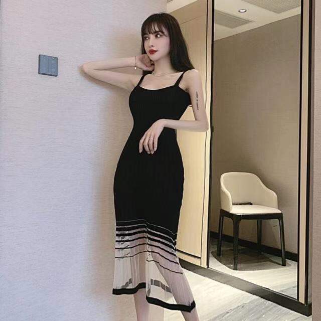 tichada 2186 ชุดรวดแฟร์ชั่นหญิงหรือชุดเดรสยาวสายเดี่ยว ผ้าไหมพรมนิ่มใส่สบายน่ารัก (สสินค้าพร้อม ...