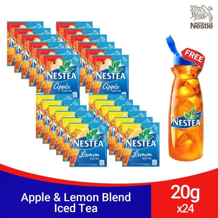 NESTEA Apple Blend Iced Tea 20g + Lemon Blend Iced Tea 20g - Pack of 24 ...