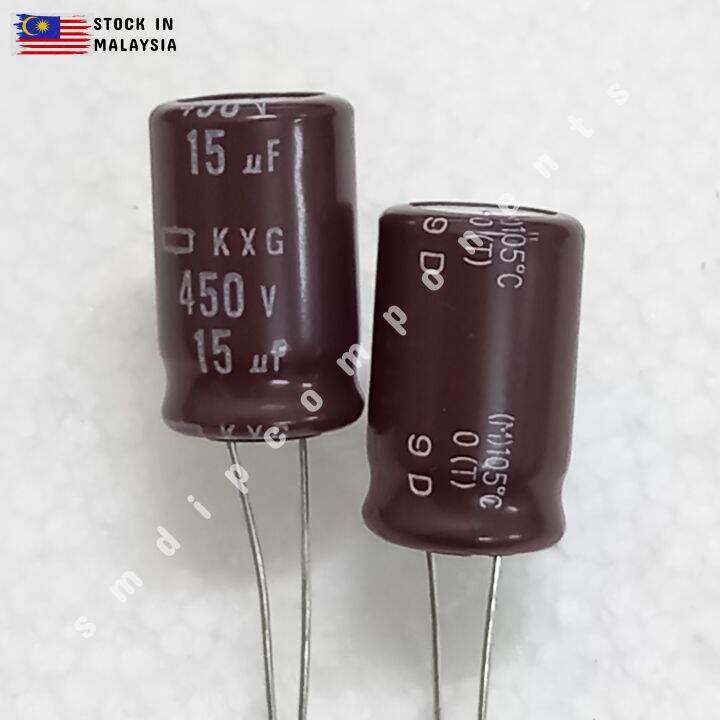 3PCS Nipponchemi-con, 15uF 450V 105°C, Radial Capacitor, 12.5 x 20mm ...