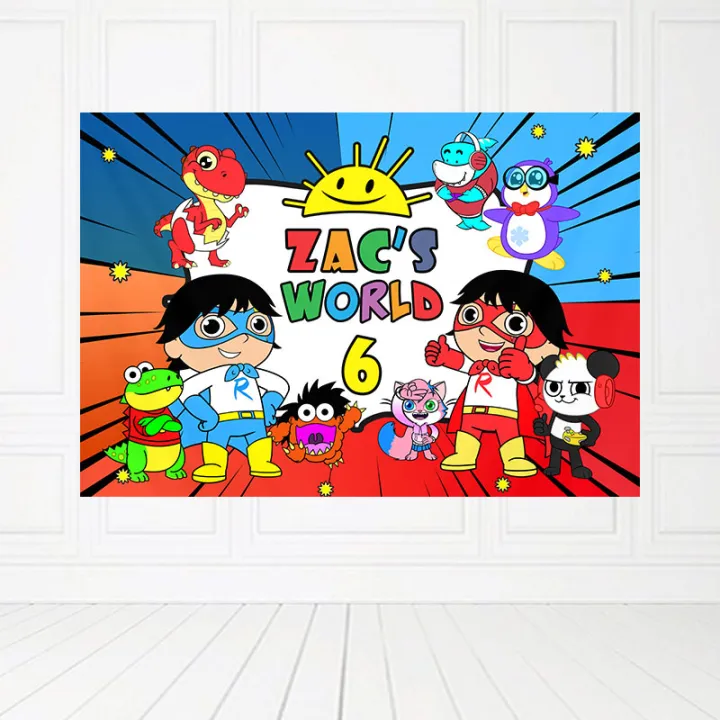 Custom Ryan's World Theme Party Decor Banner Kids Birthday Backdrop ...